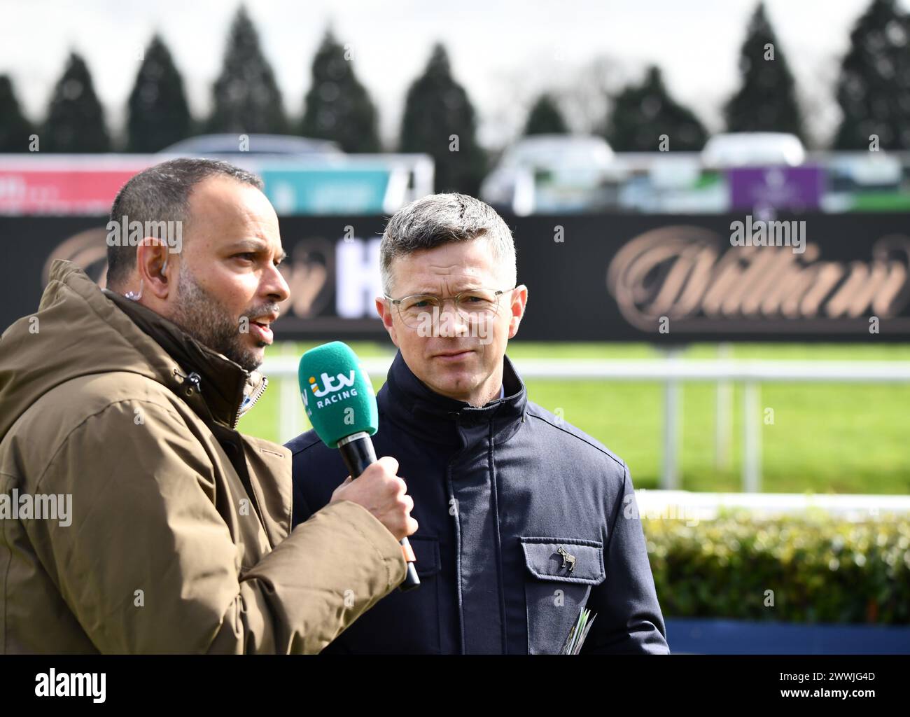 trainer Roger Varian with racing presenter Rishi Persad Stock Photo - Alamy