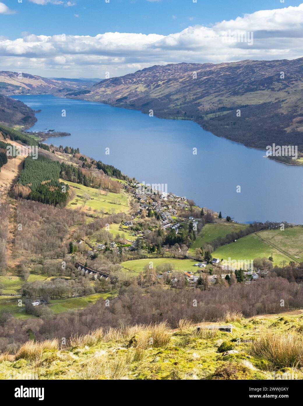 Loch Earn and the village of Lochearnhead, Perthshire,Scotland, UK ...
