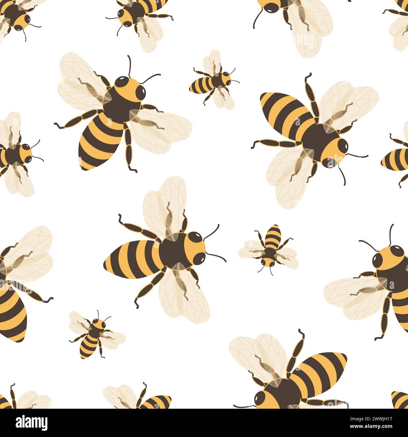 Bee seamless vector pattern. Great for themed backgrounds, home decor ...