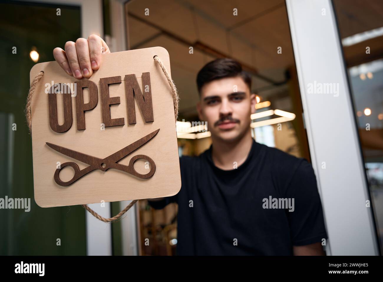 Barber shop open sign hi-res stock photography and images - Alamy