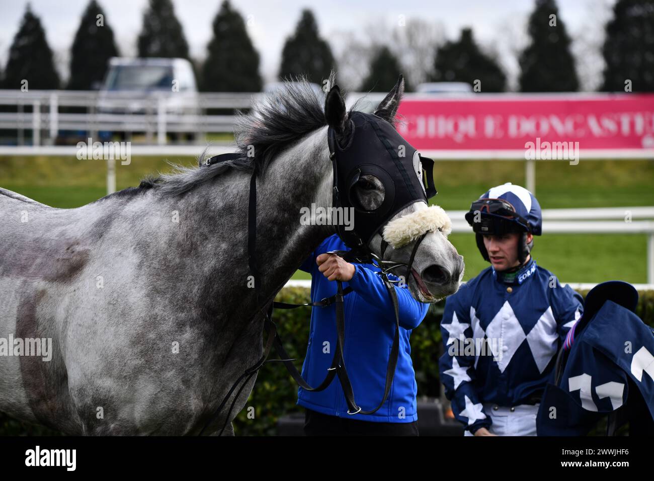 jockey Jason Hart and horse He's A Gentleman Stock Photo - Alamy