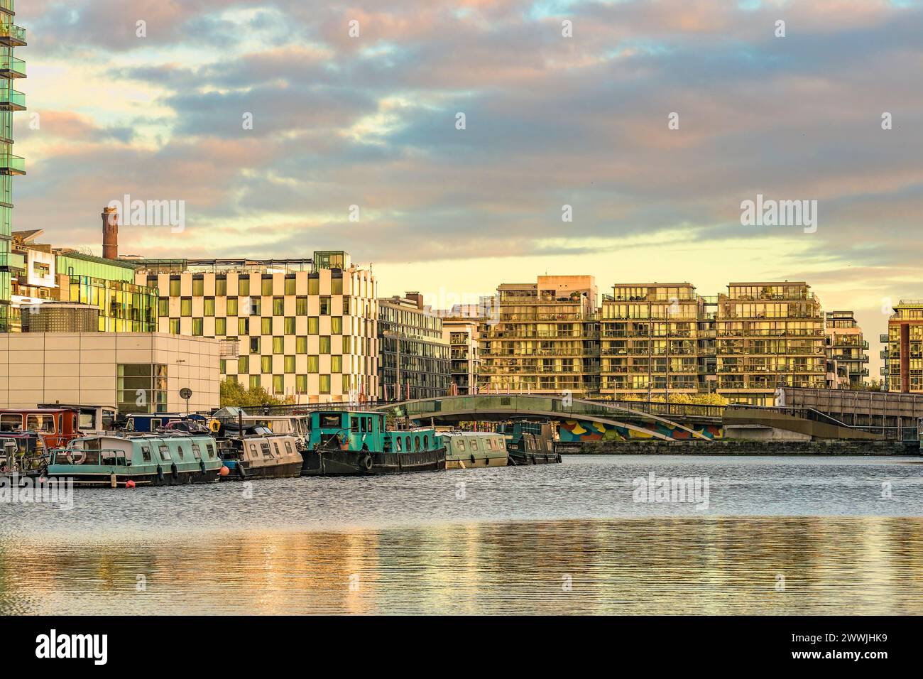 Old and new, traditional and modern buildings. The Grand Canal Dock ...