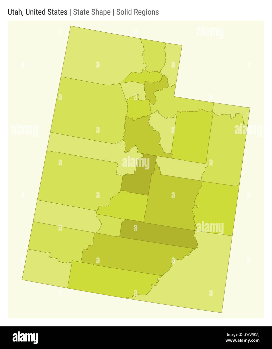 Utah, United States. Simple vector map. State shape. Solid Regions ...