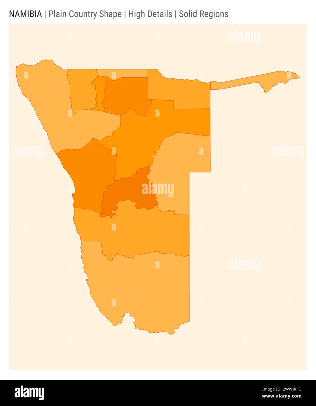 Namibia plain country map. High Details. Solid Regions style Stock ...