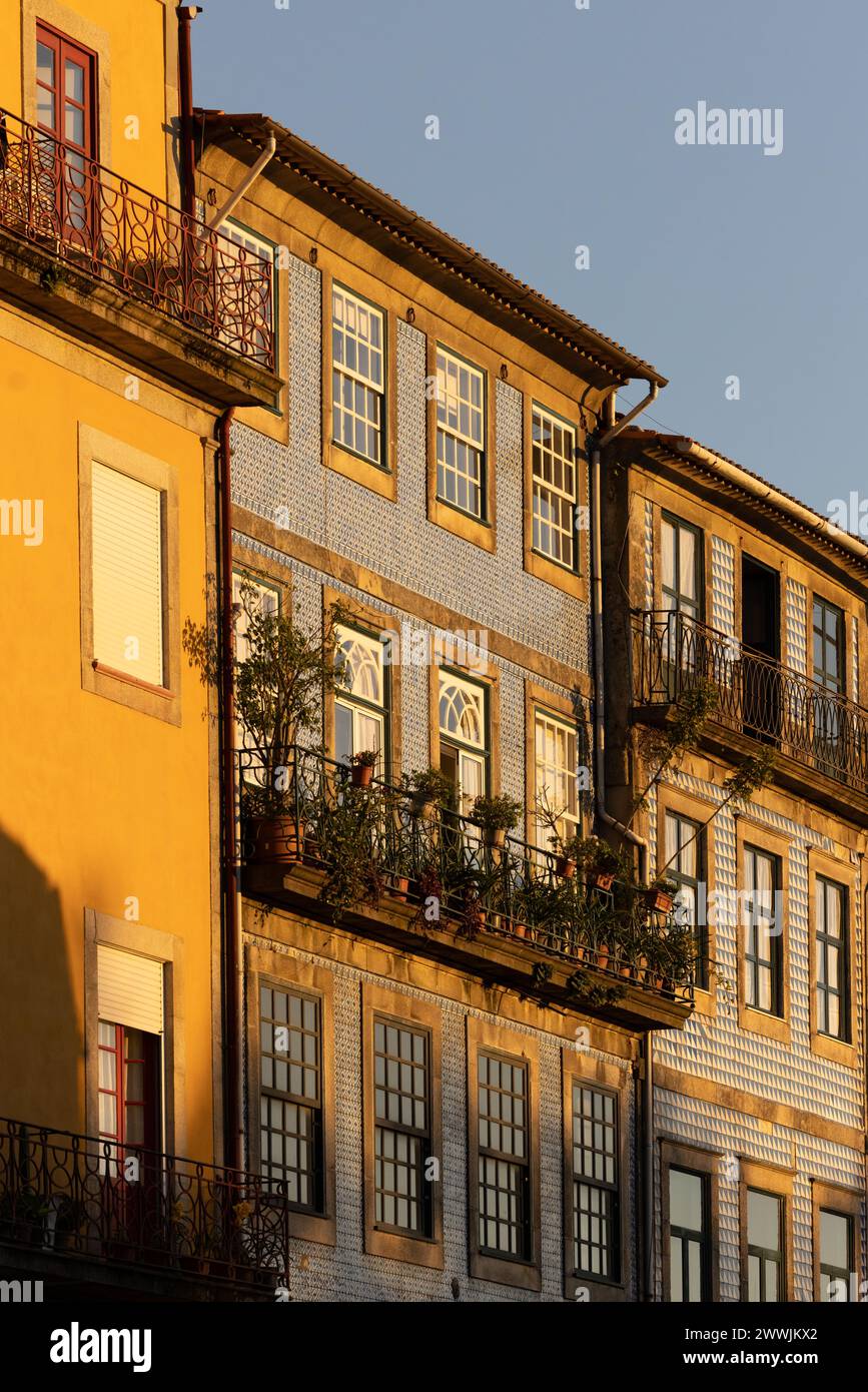 building, exterior, architecture, Portugal, porto, tiled, tile, sunset ...