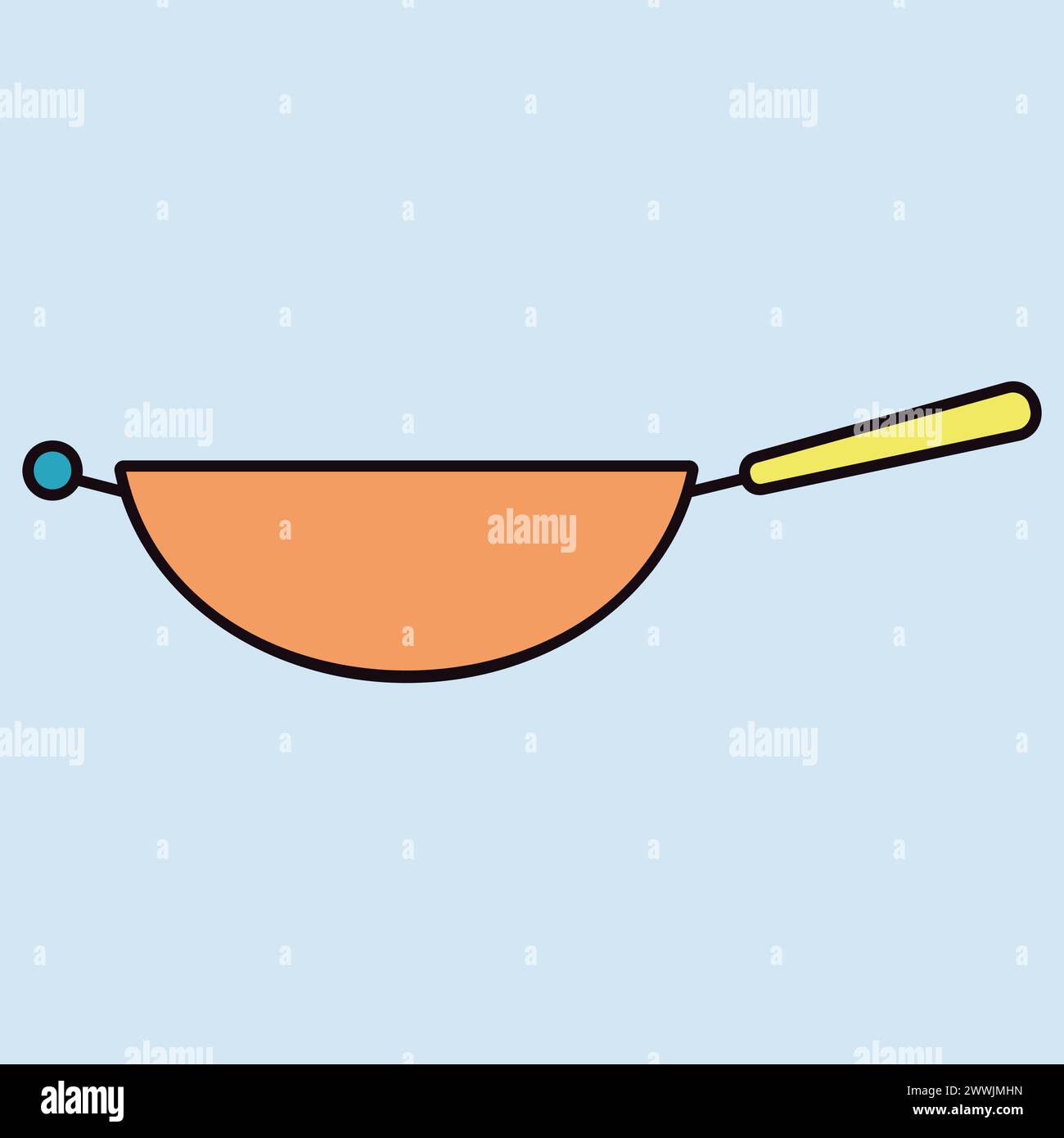 Wok frying pan vector color icon. Kitchen appliance. Graph symbol for ...