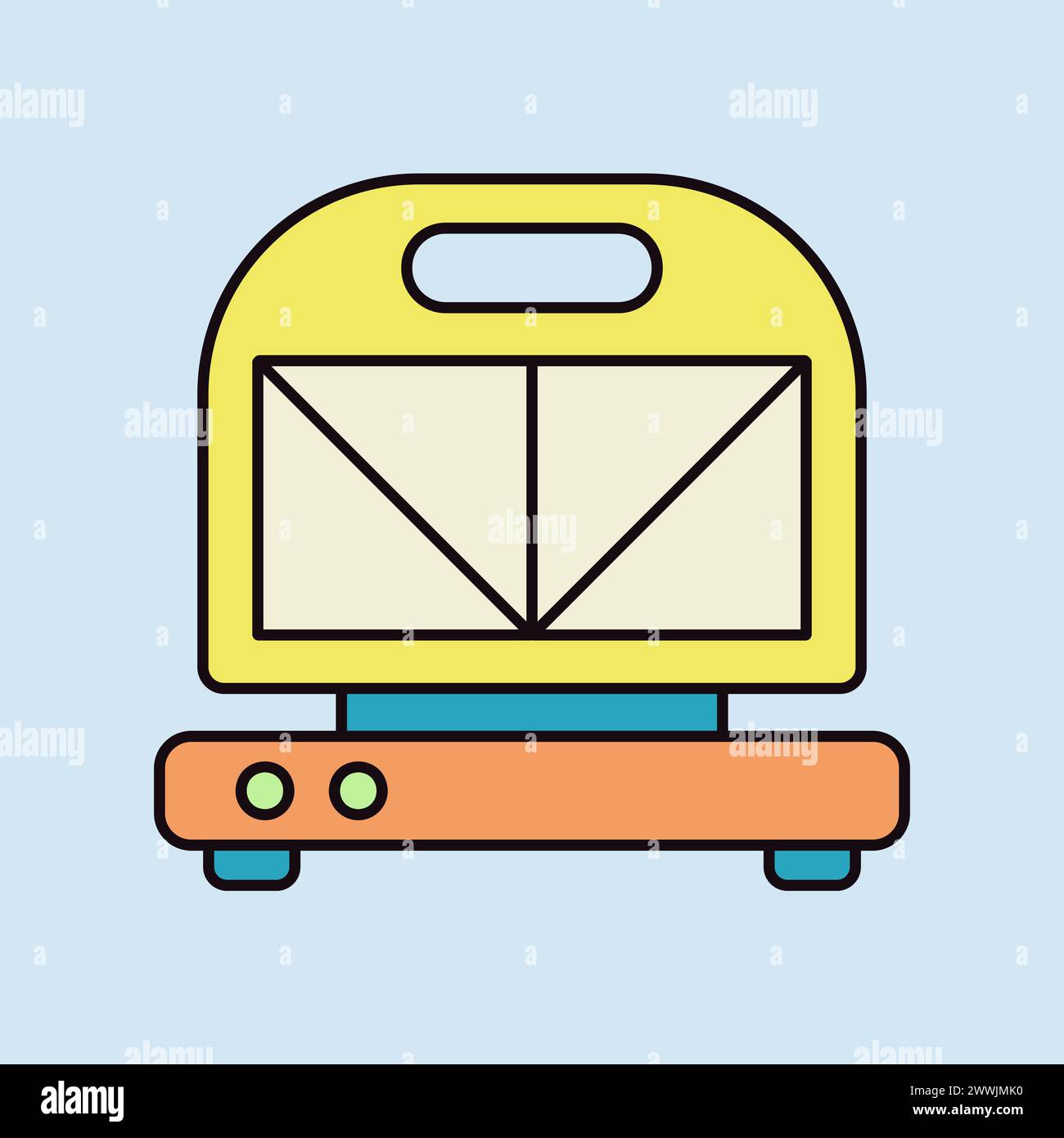 Kitchen sandwich maker vector color icon. Electric kitchen appliance ...