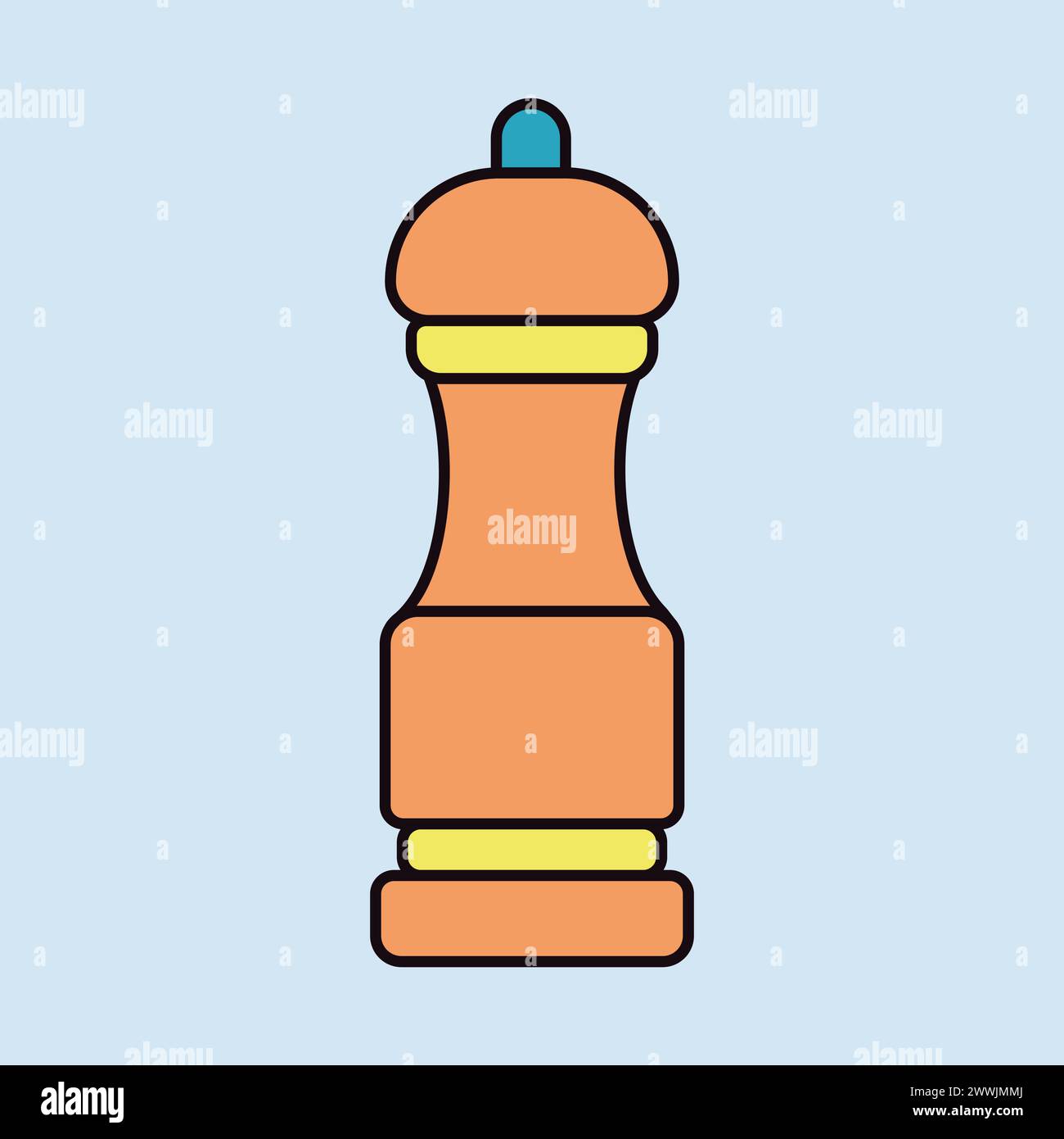 Pepper mill spice grinder vector color icon. Kitchen appliance. Graph ...