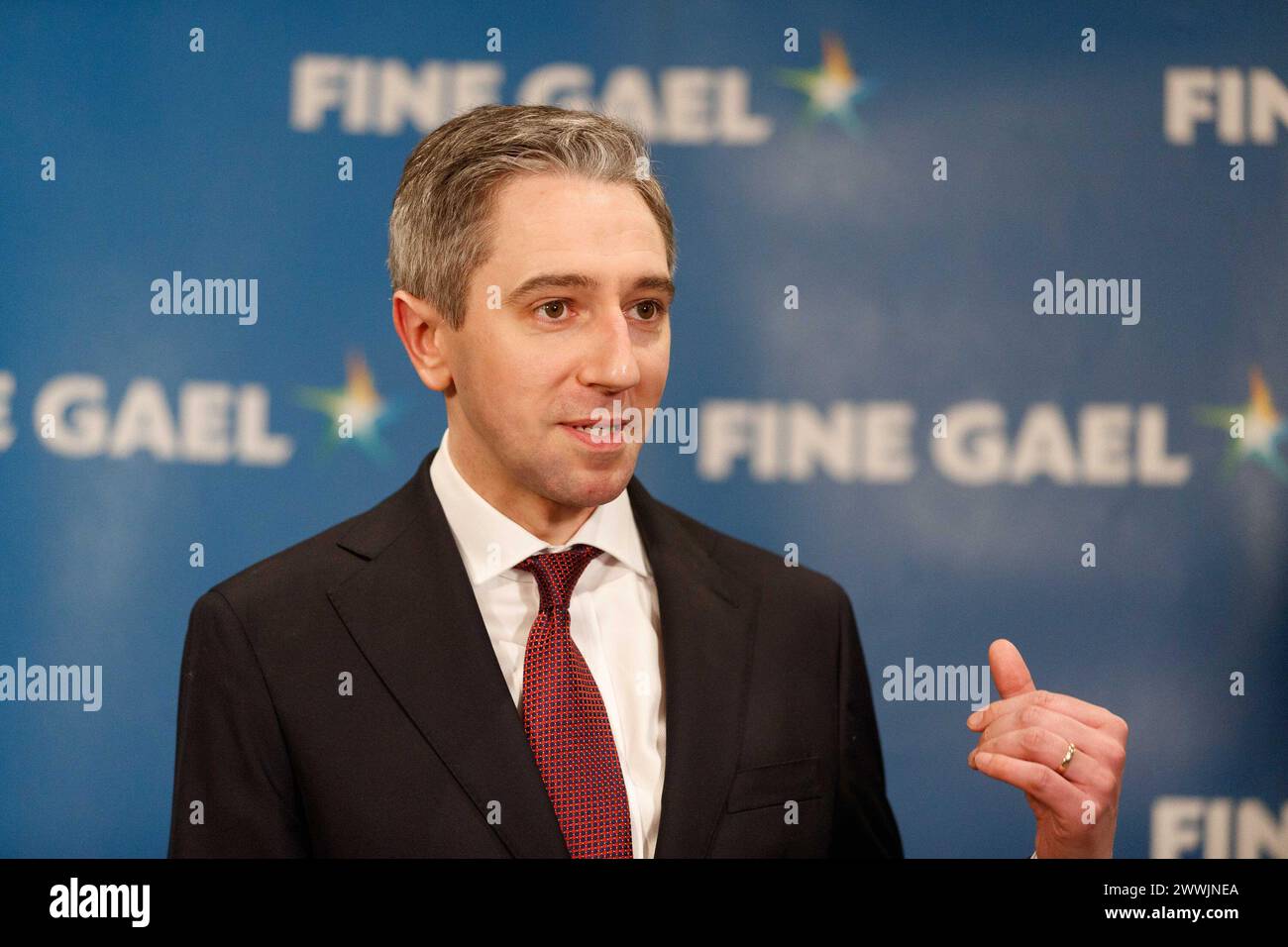 Simon Harris speaks to the media after being confirmed as the new ...