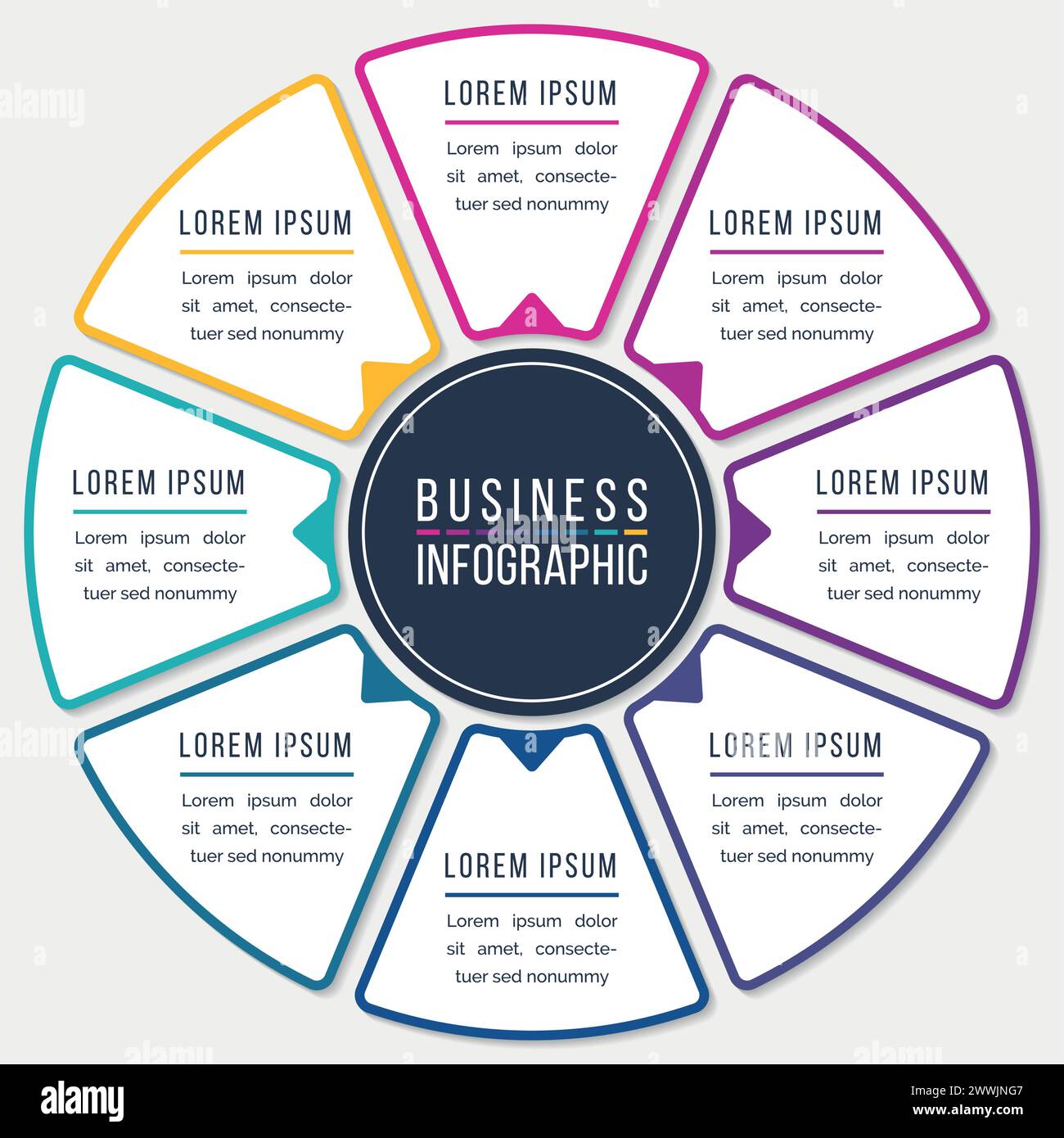 Infographic design circle 8 steps or objects business information ...