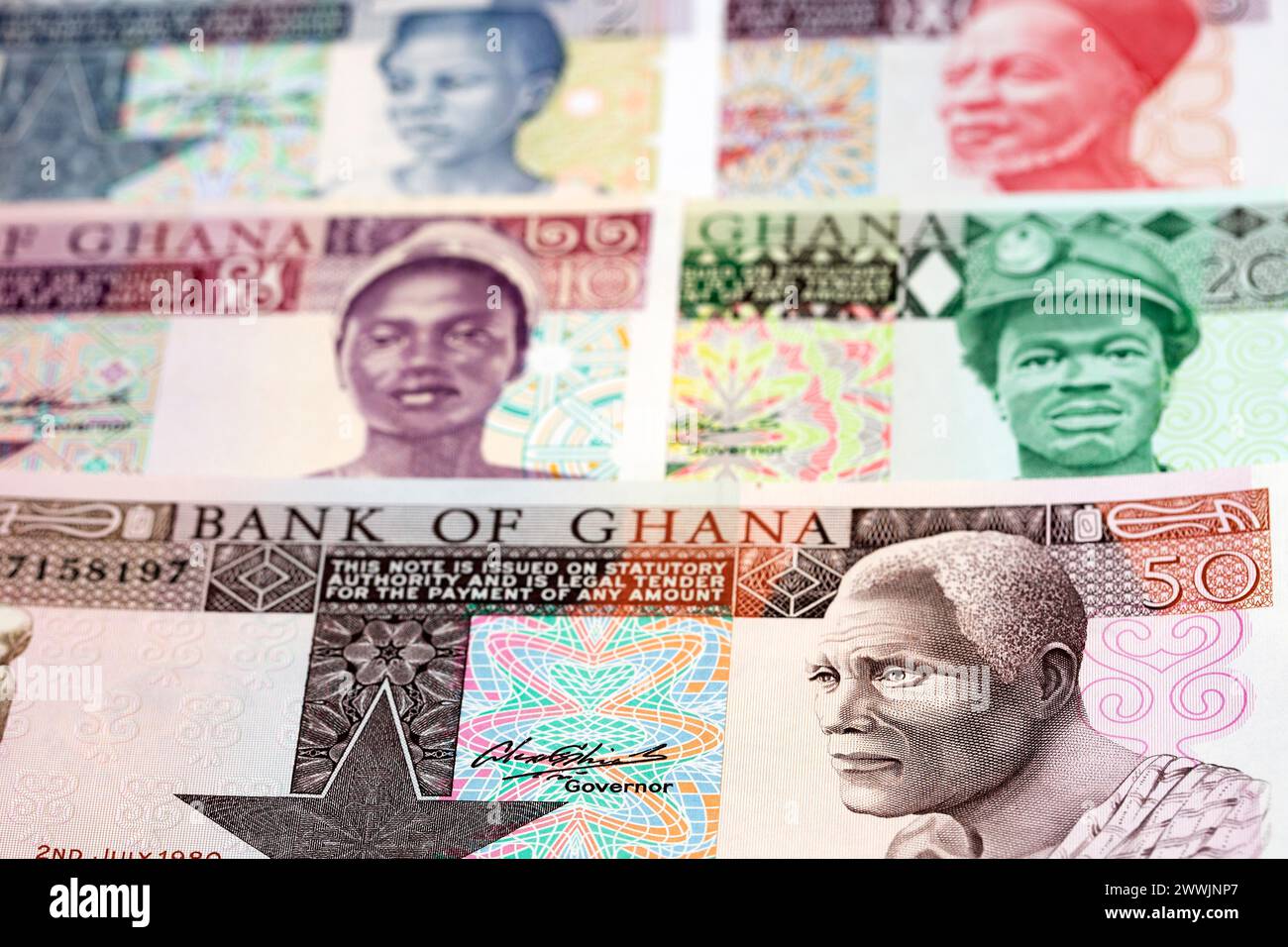 Old Ghanaian money - cedi a business background Stock Photo - Alamy