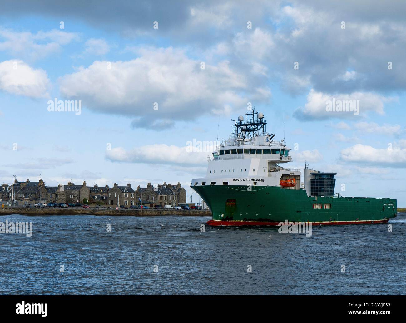 Havila Commander offshore supply vessel passing the North Pier and ...