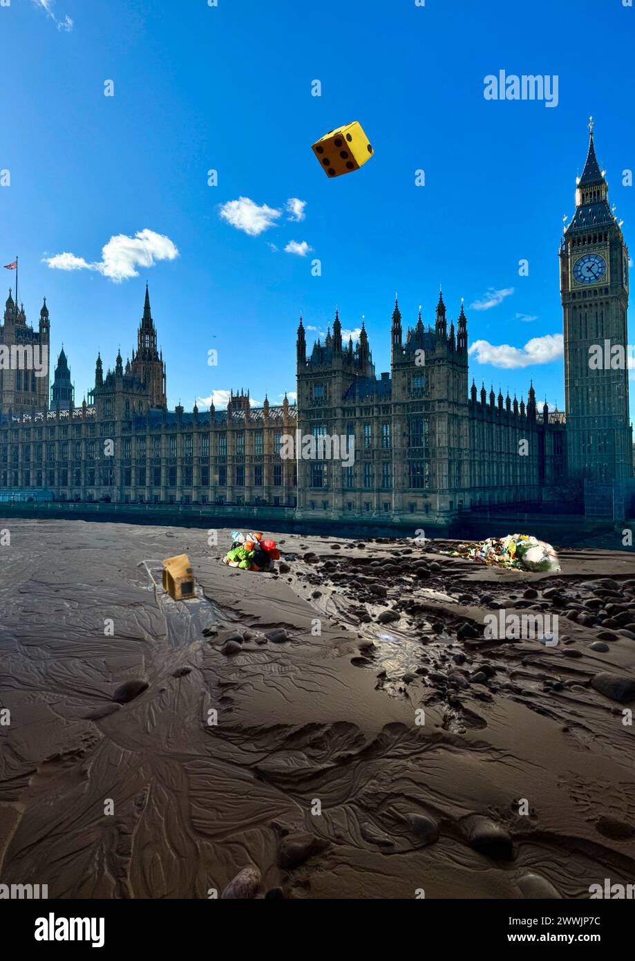 Climate change. Pollution. River Thames. Pollution. Dirty rivers, lakes ...