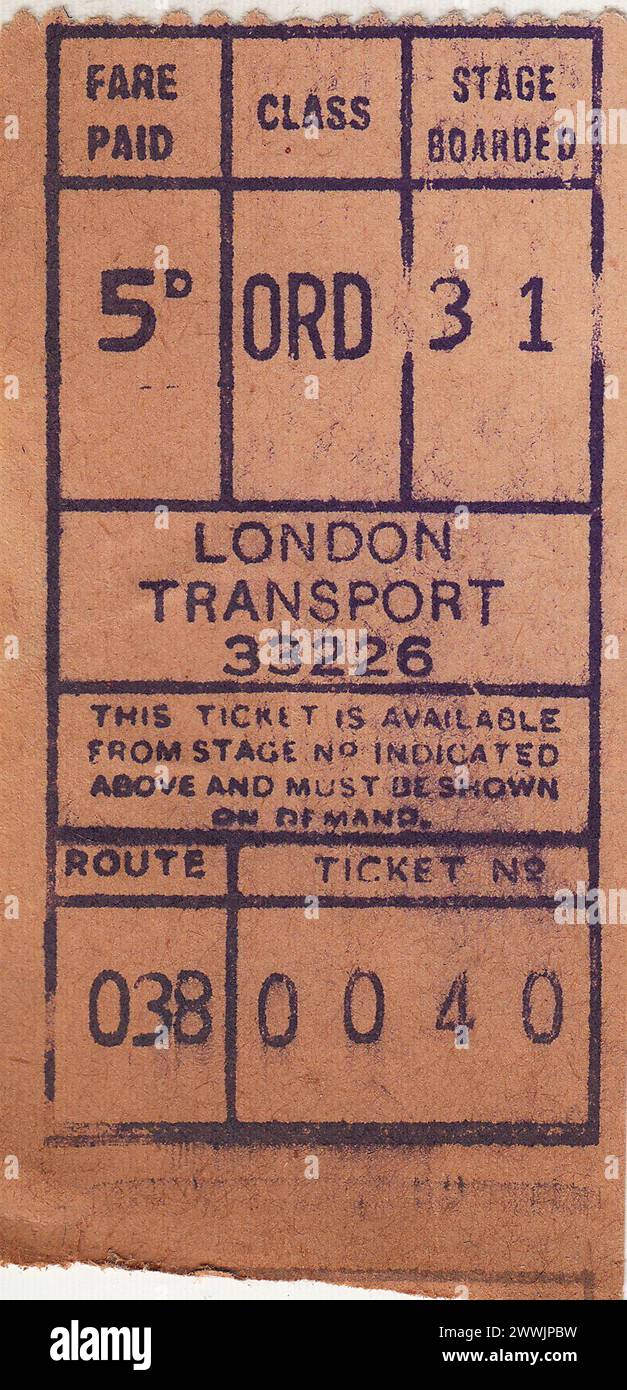 Old london transport bus ticket hi-res stock photography and images - Alamy