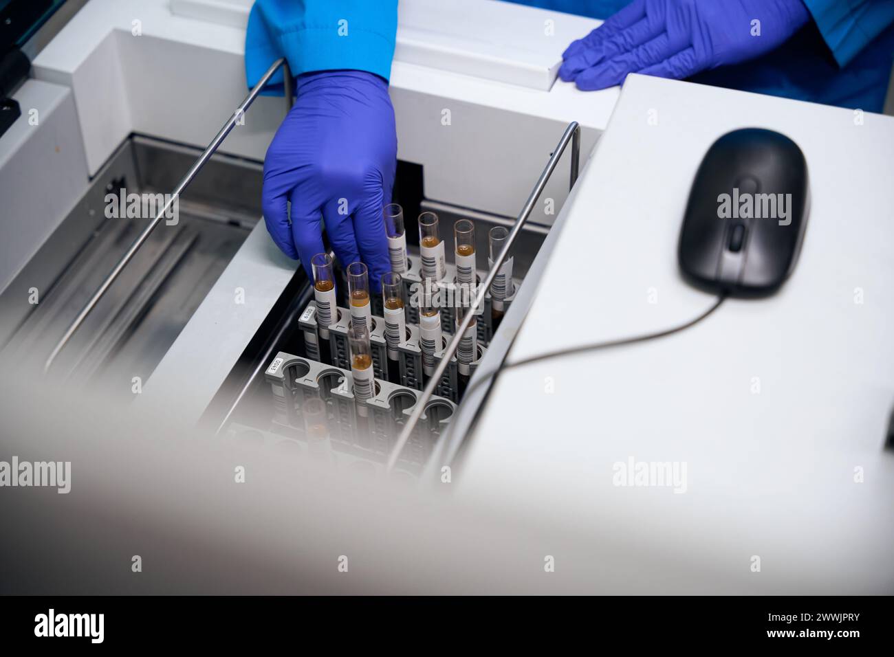 Laboratory set with test tubes with biomaterial for general urine ...