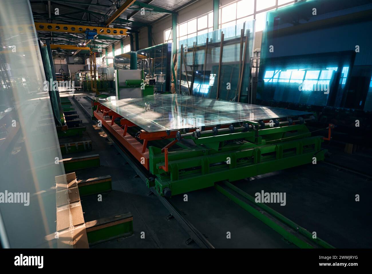 Platform for working with large sheets of glass Stock Photo - Alamy