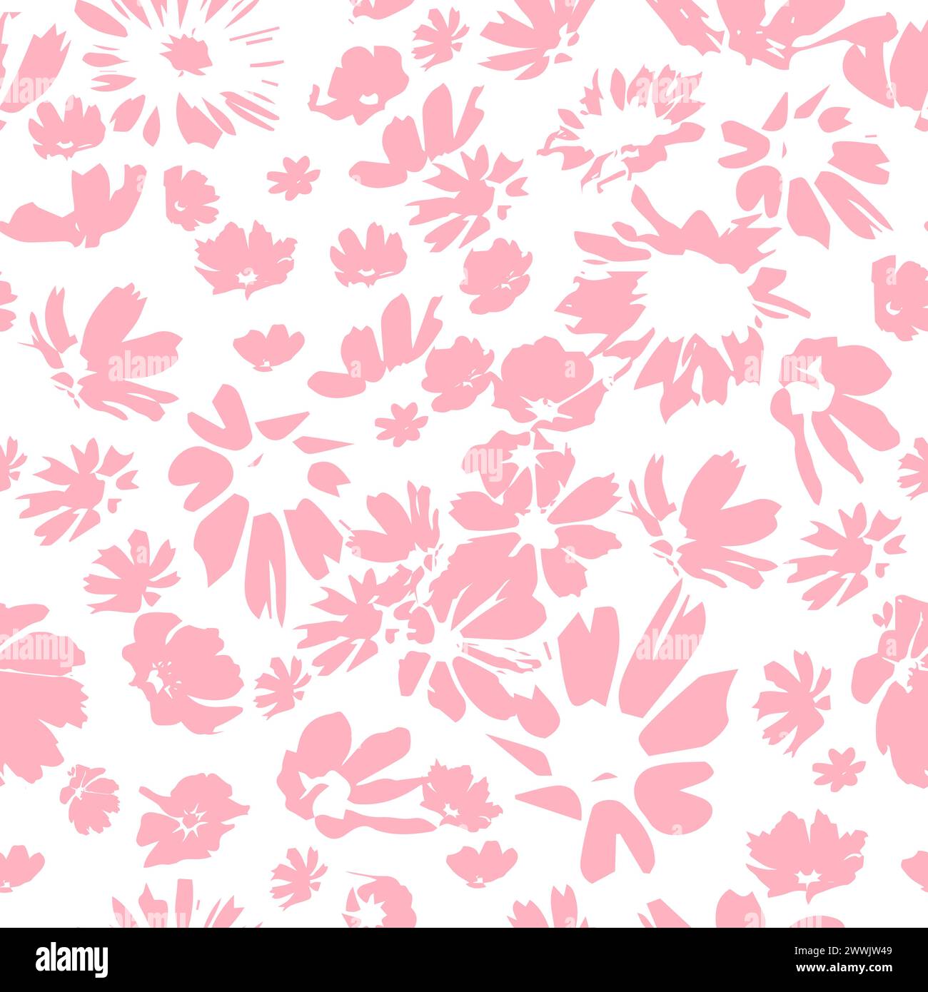Pink flowers print. seamless background. hand drawing. Not AI, Vector ...
