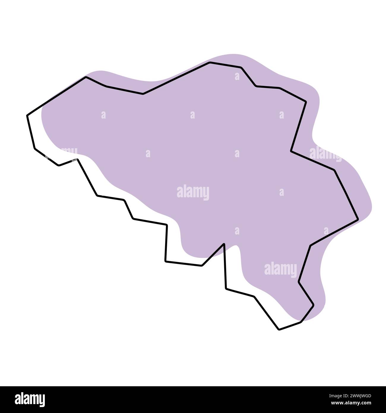 Belgium country simplified map. Violet silhouette with thin black ...