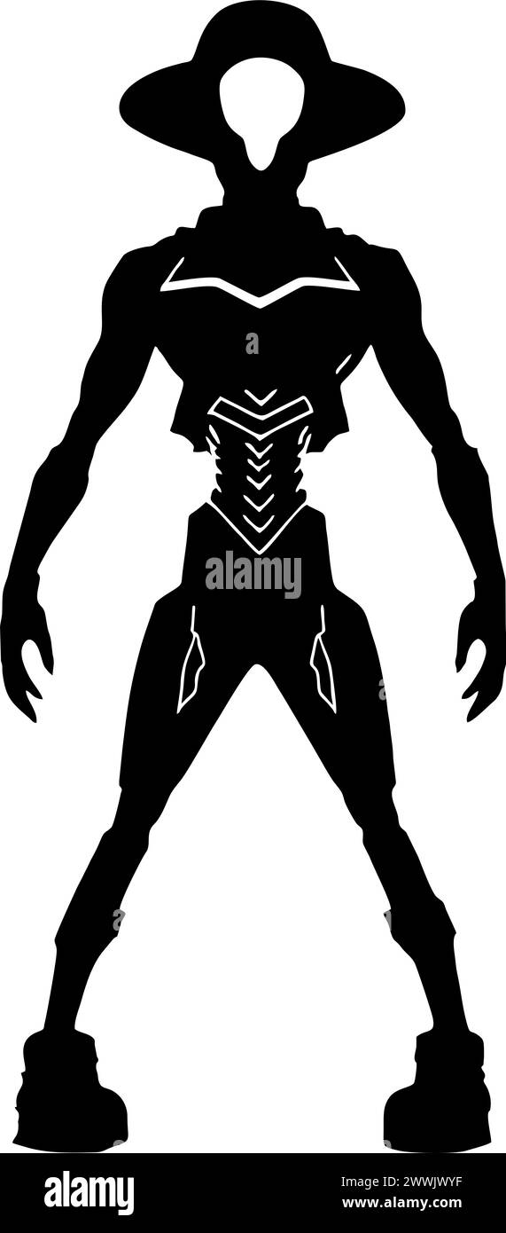 simple black outline drawing silhouette alien, logo, design Stock Photo ...