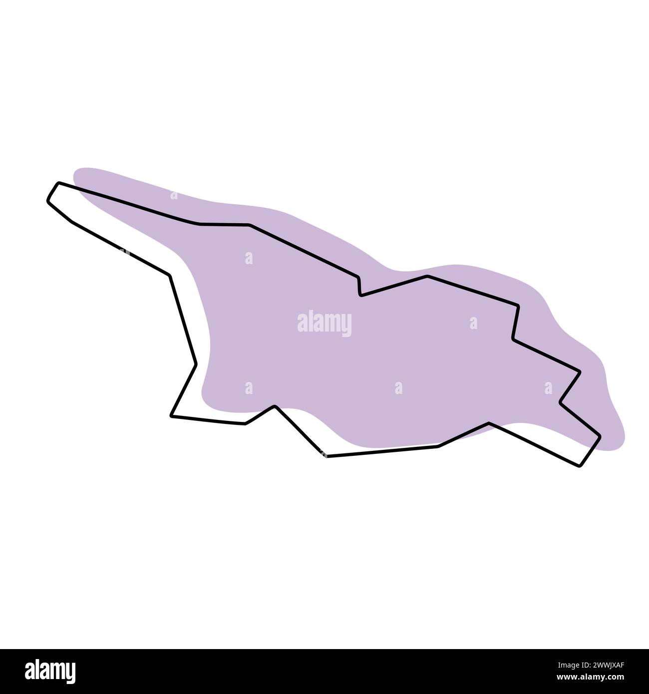 Georgia country simplified map. Violet silhouette with thin black ...
