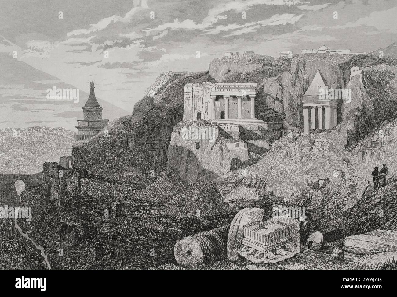 Jerusalem. Valley of Josaphat. Engraving by Aubert. "La Tierra Santa y ...
