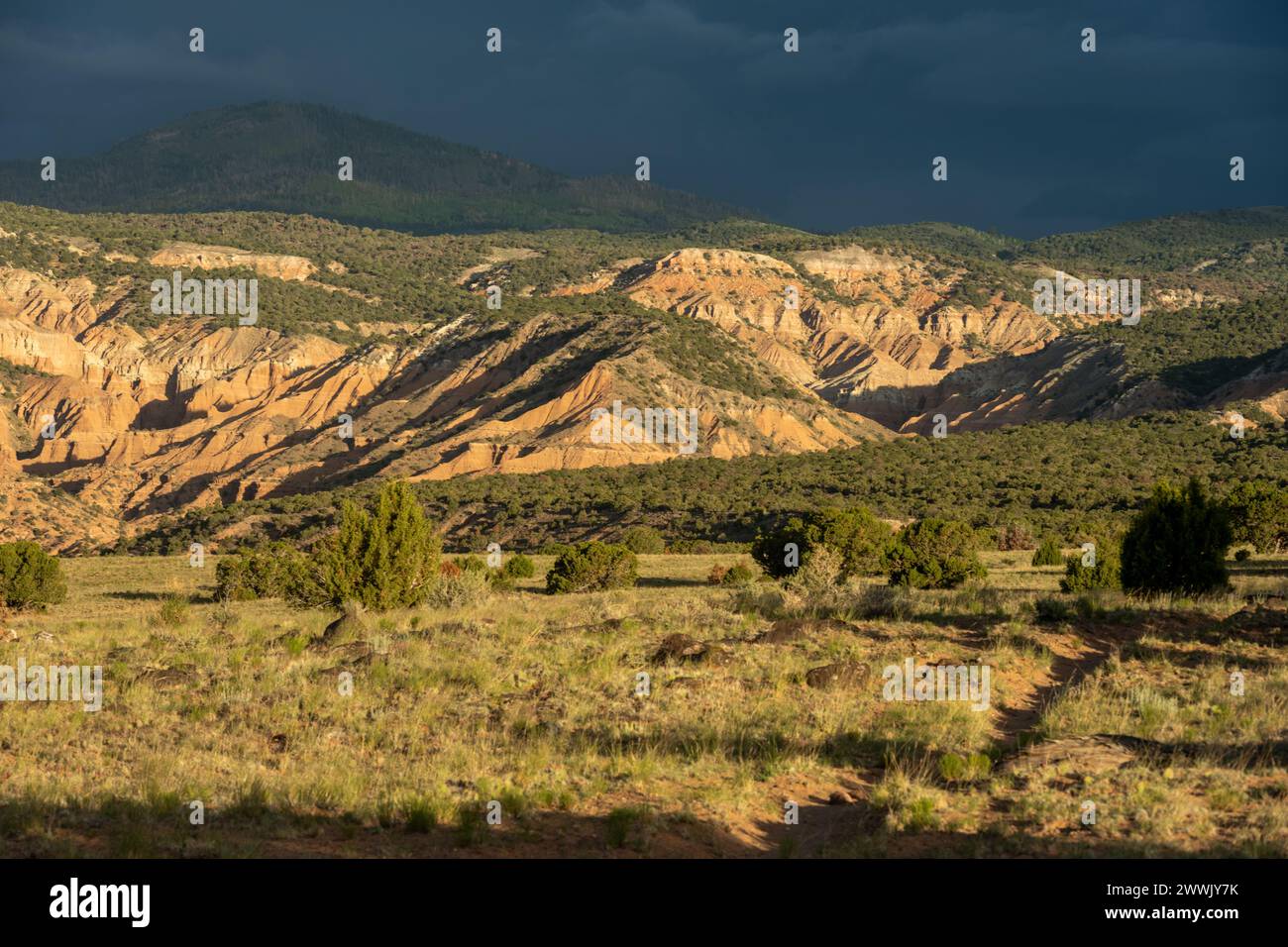 Dark Rain Clouds Cover Distant Ridge In Cathedral Valley in Capitol ...