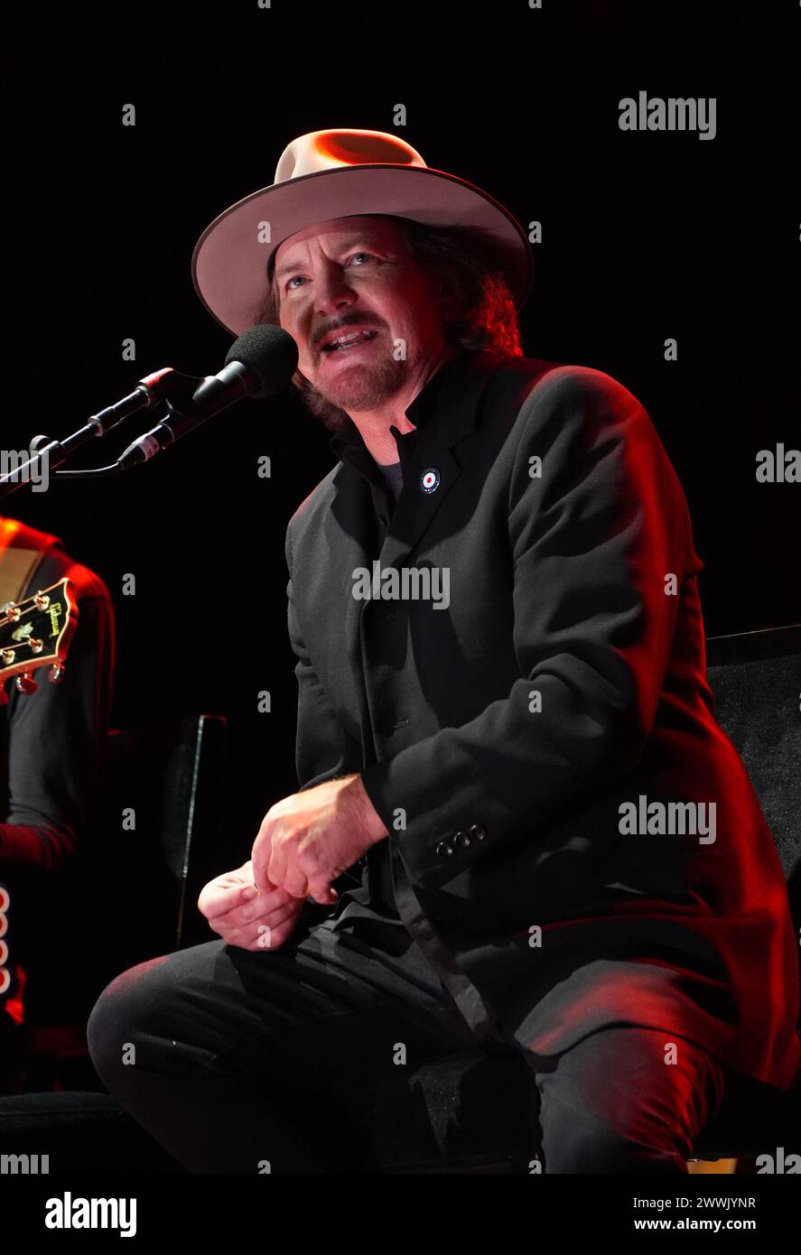 Eddie Vedder, on stage during 'Ovation' a celebration of 24 Years of ...