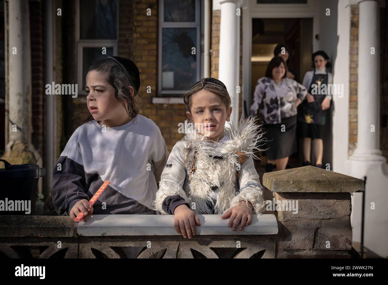 London, UK. 24th March, 2024. British Haredi Jews in north London ...