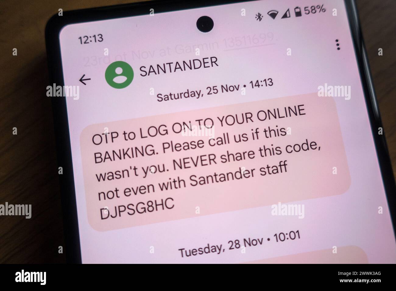 Santander banking OTP Stock Photo - Alamy