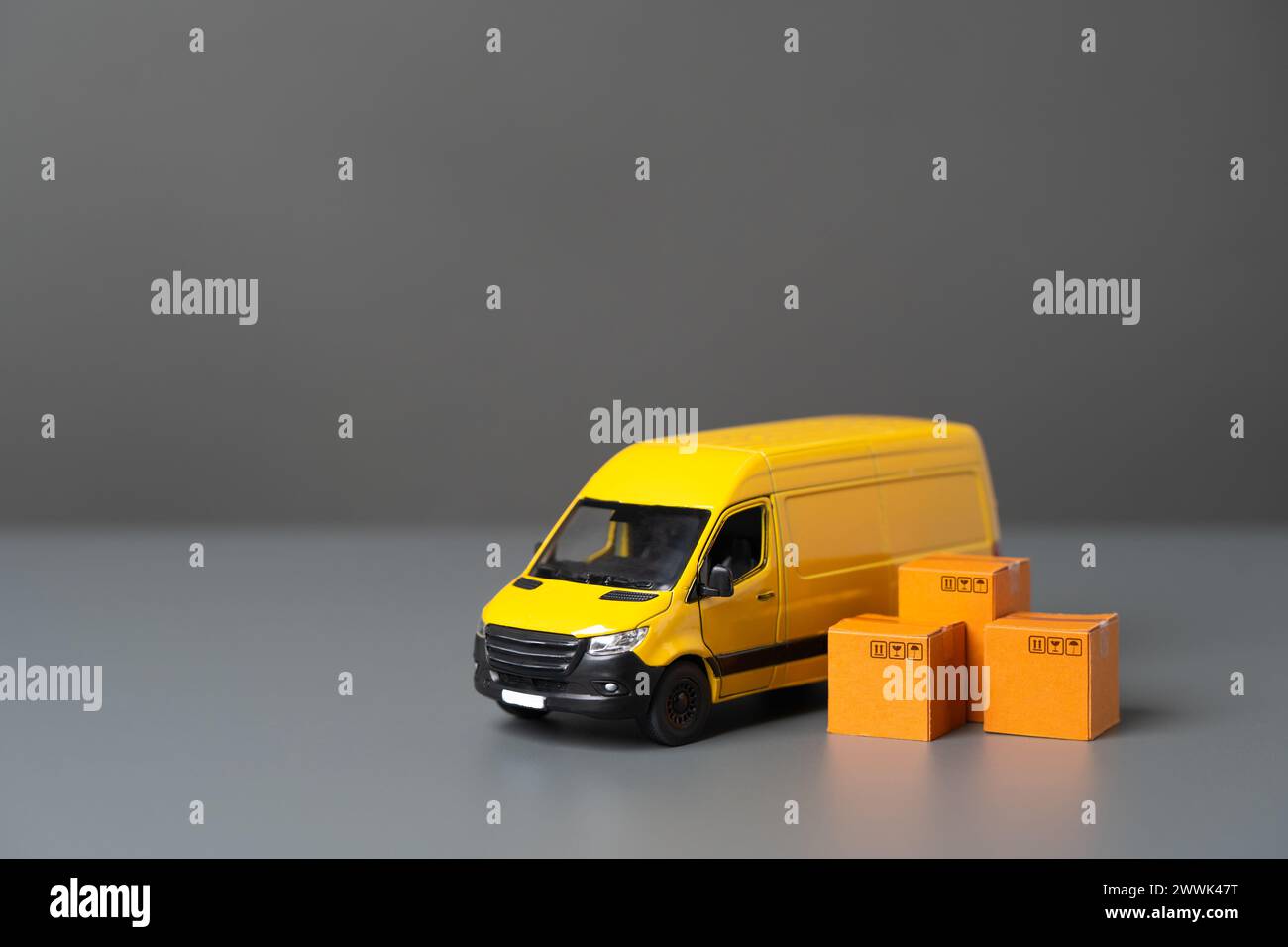 Delivery van and boxes. Logistics and industry. Delivery of online ...