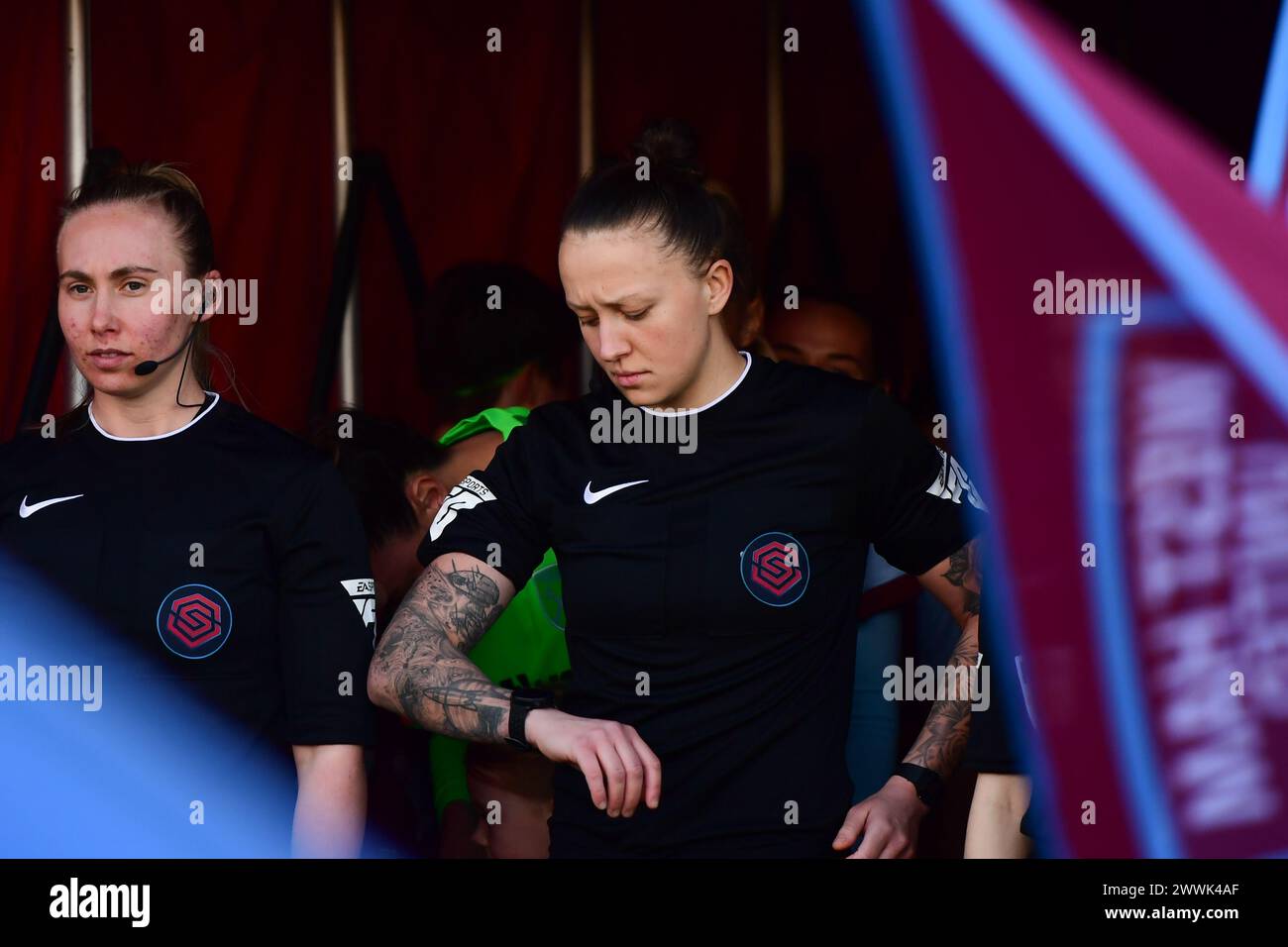Dagenham on Sunday 24th March 2024. Referee Megan Wilson (Match referee ...