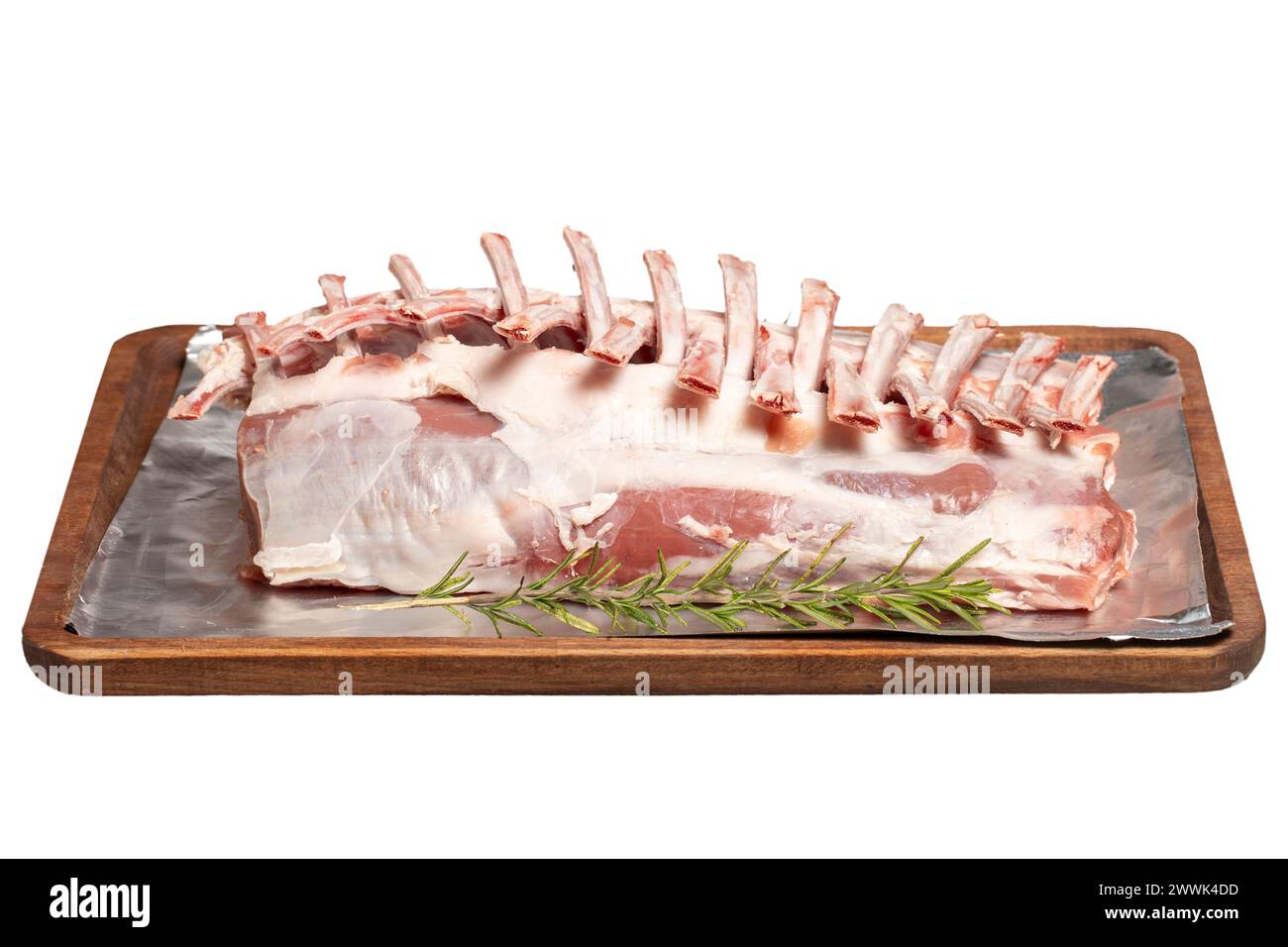 Lamb chops or lattice. Butcher products. Unsliced raw lamb chops isolated on white background ...