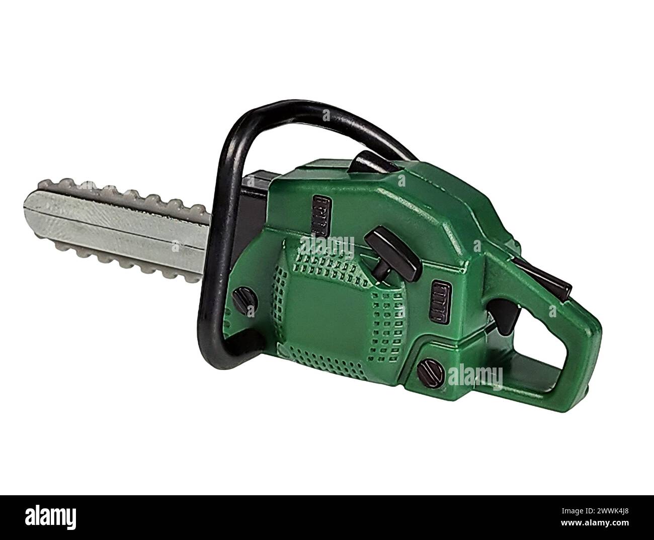 Green chainsaw to cut down things Stock Photo - Alamy
