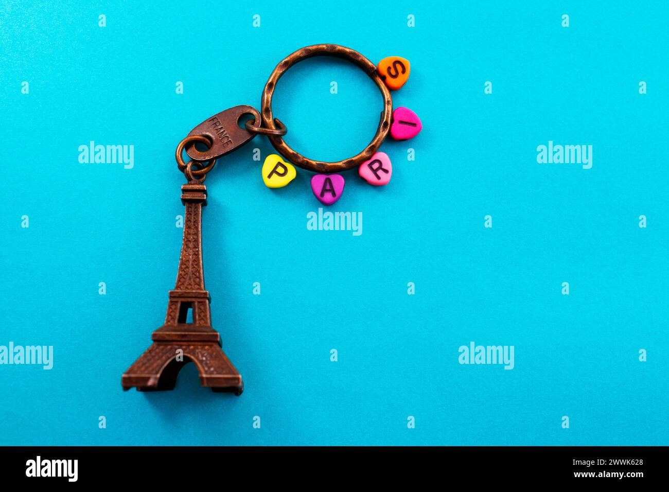 Keychain of the Eiffel Tower and love for the city of Paris Stock Photo ...