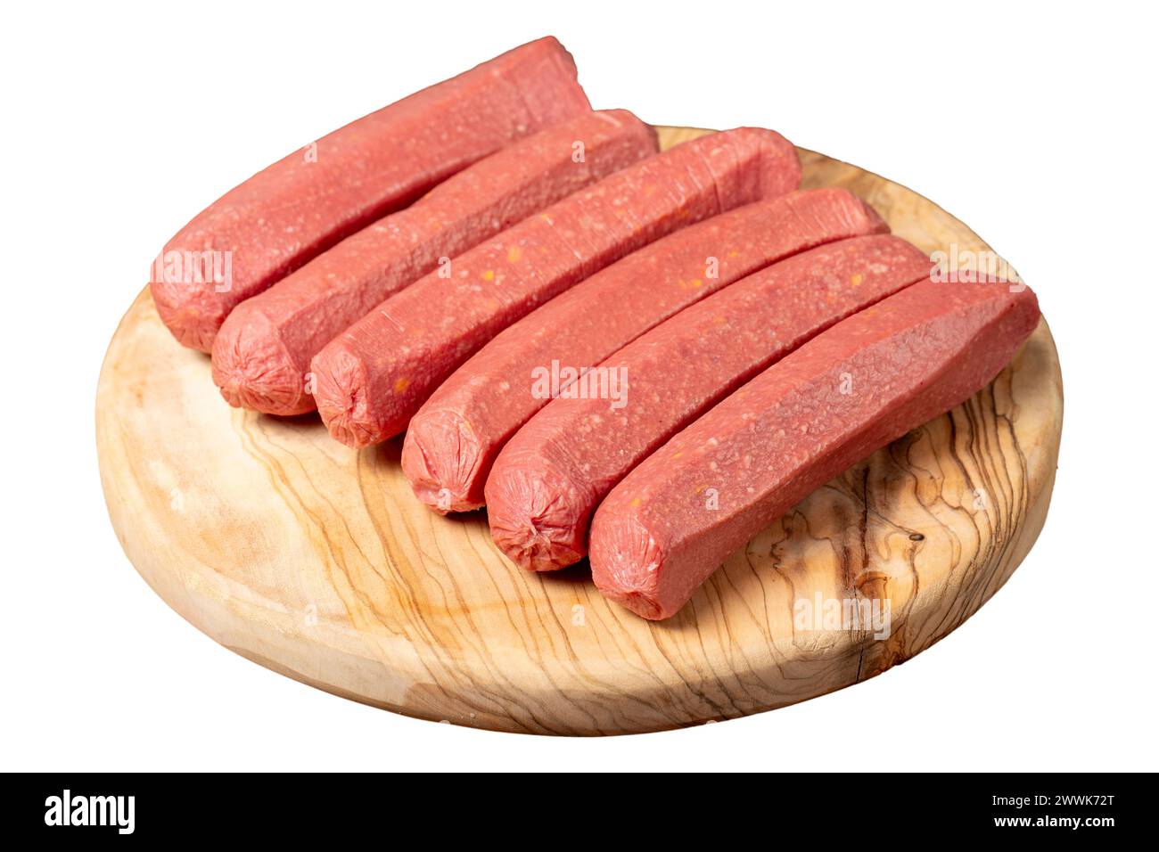 Raw sausage. Butcher products. Sausages made from uncooked beef ...