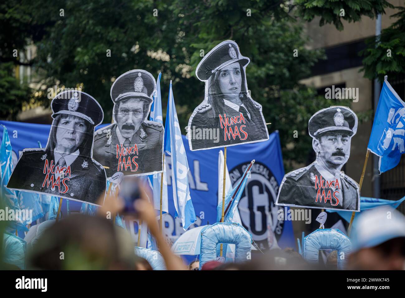 Buenos Aires, Argentina - March 24th 2024: Protest posters at the March ...