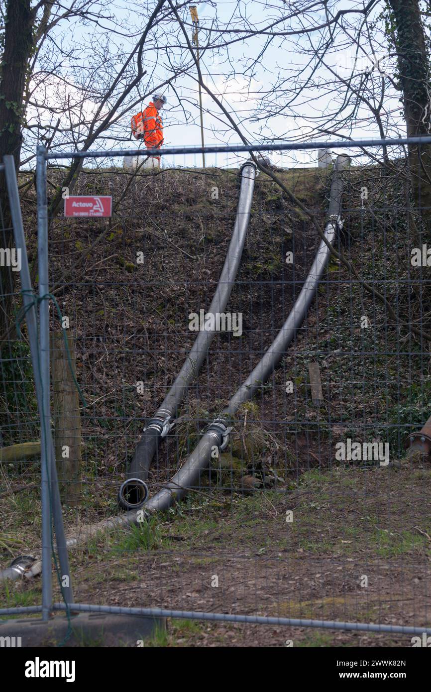 24/03/2024 Grange Over Sands,Cumbria, UK pipes used to pump water away ...
