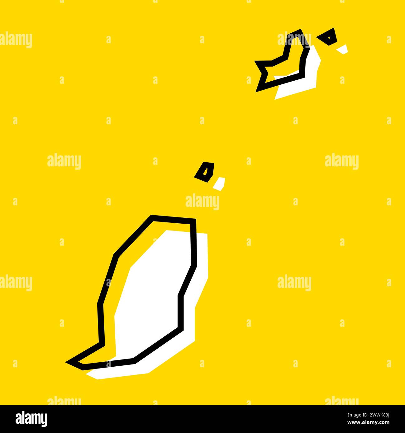 Grenada country simplified map. White silhouette with thick black ...