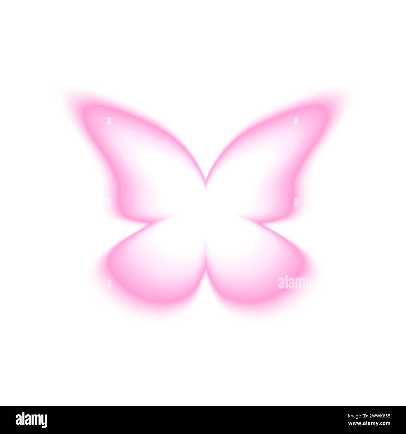 Pink butterfly shape in holographic blurry style isolated on white ...