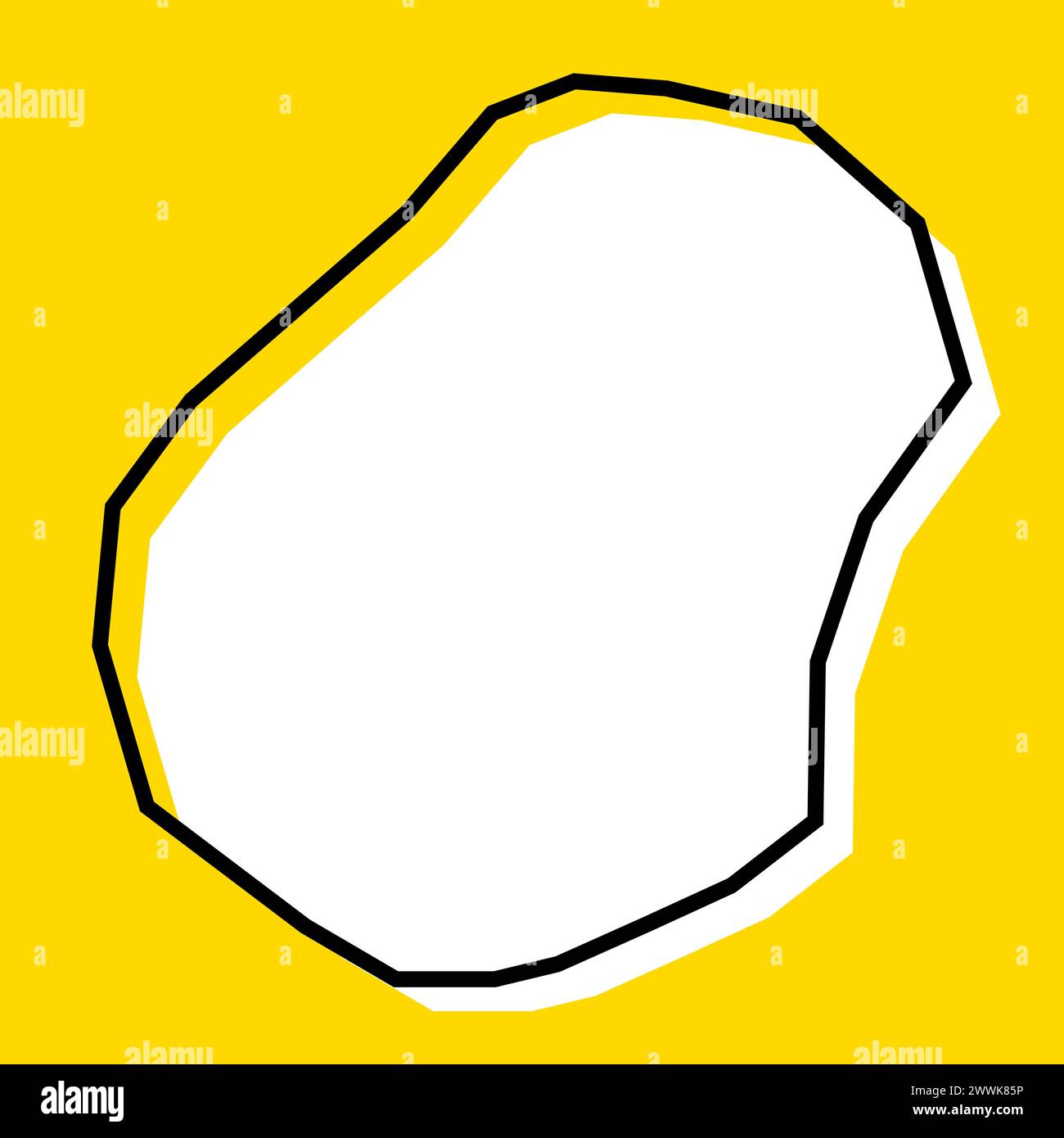 Nauru country simplified map. White silhouette with thick black contour ...