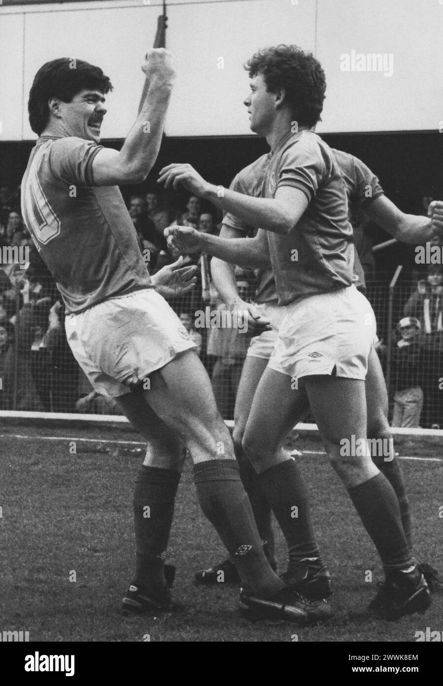 MICK QUINN CELEBRATES HIS GOAL WITH KEVIN O'CALLAGHAN, 1987 PIC MIKE ...