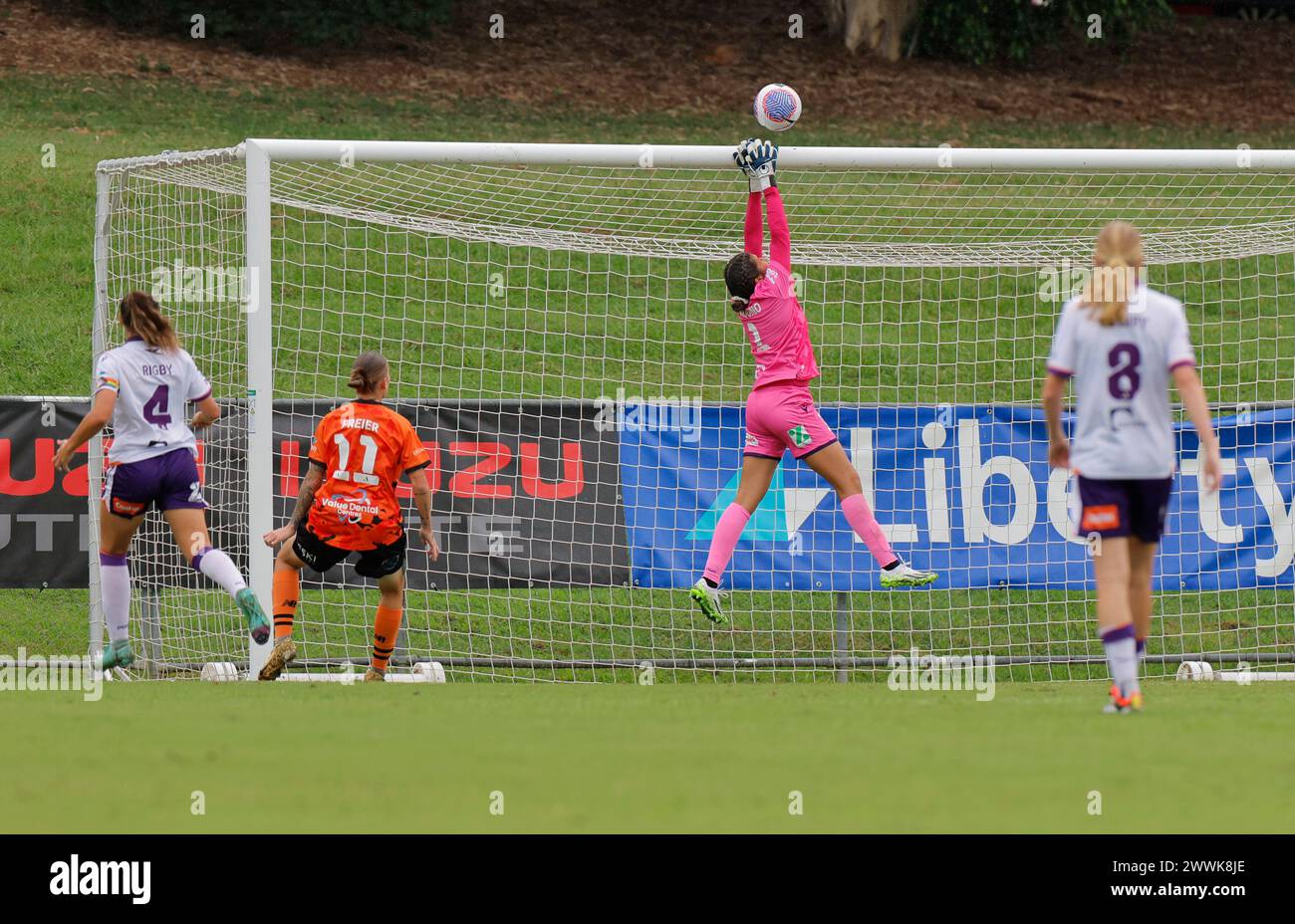 Brisbane, Australia, March 24th 2024: Morgan Aquino (1 Perth Glory ...