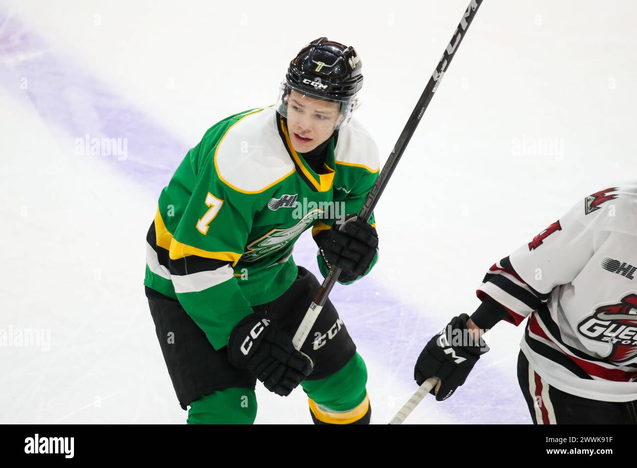 London, Canada. 24th Mar, 2024. The London Knights take on the Guelph ...
