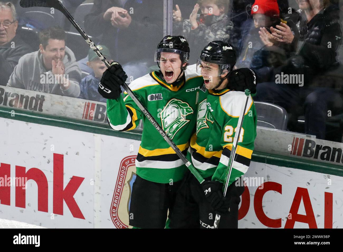 London, Canada. 24th Mar, 2024. The London Knights defeat the Guelph ...
