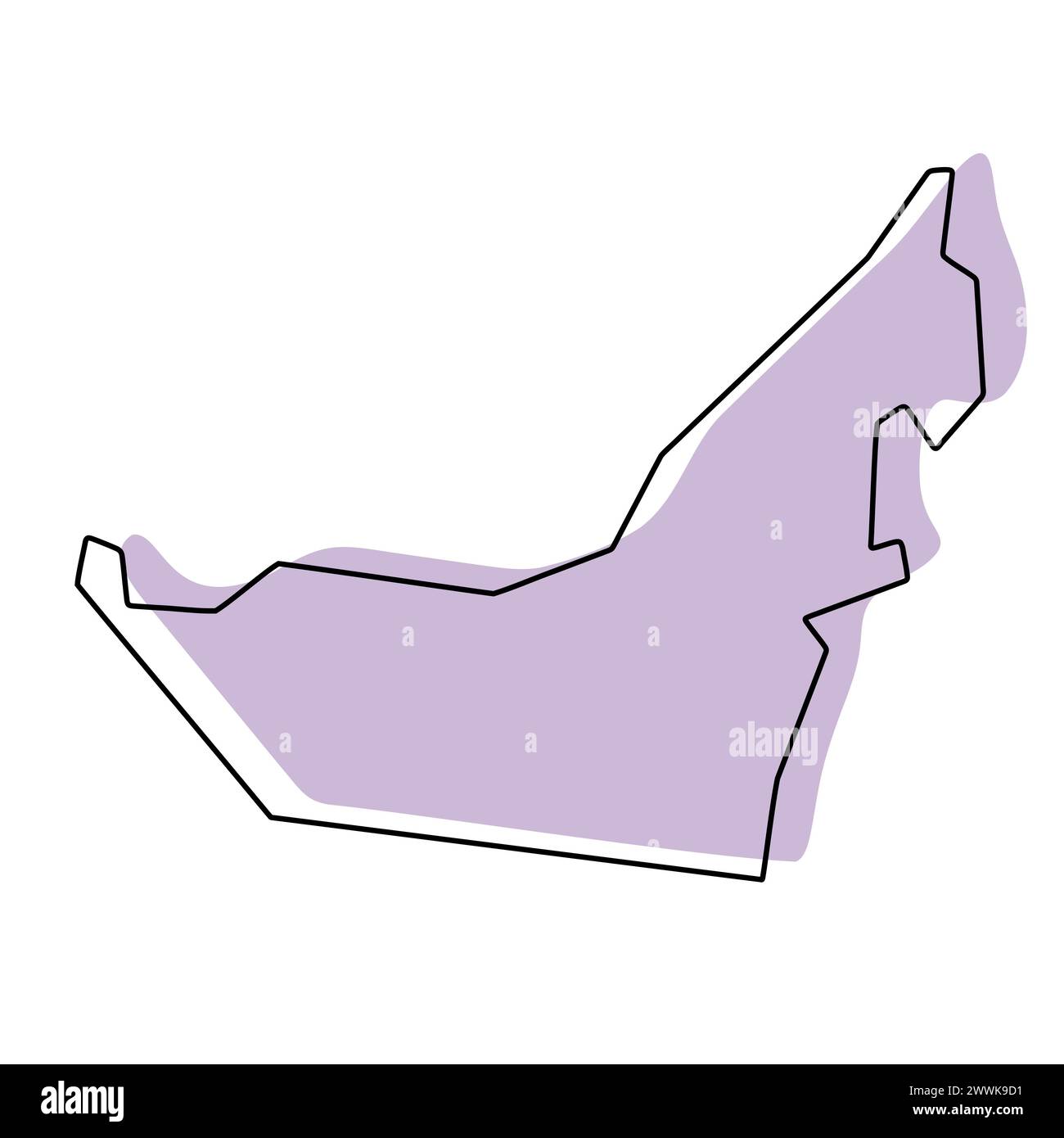 United Arab Emirates country simplified map. Violet silhouette with ...