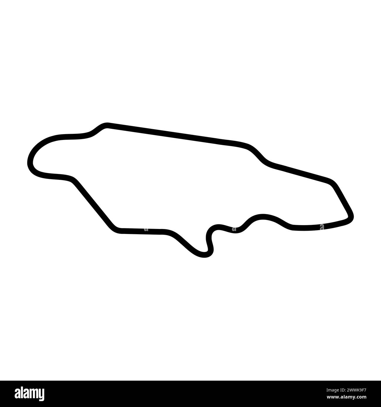 Jamaica country simplified map. Thick black outline contour. Simple ...