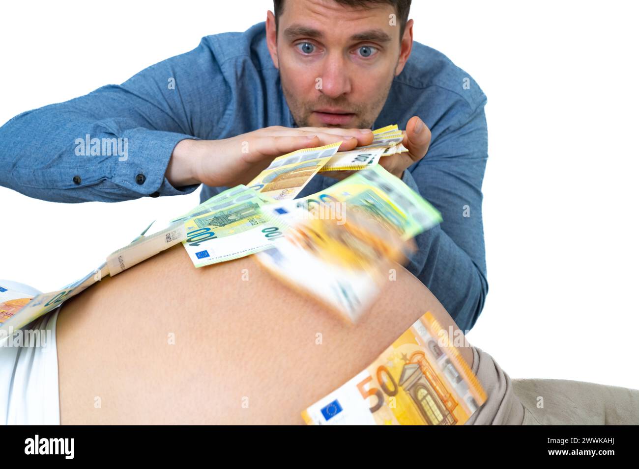 Description: Expectant father throws all his money over his wife's ...