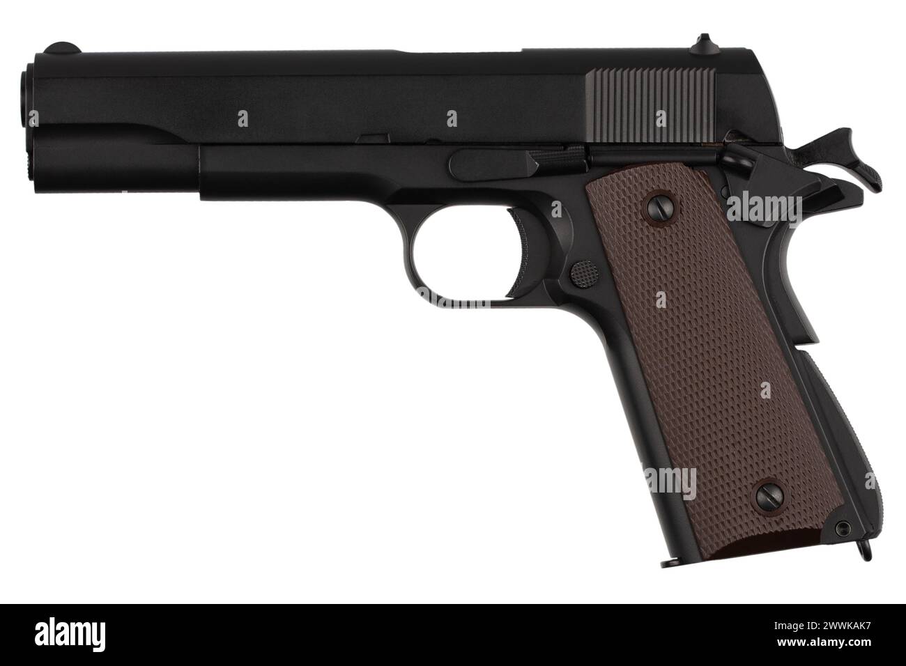 Automatic Pistol, Caliber .45 isolated on white background Stock Photo ...