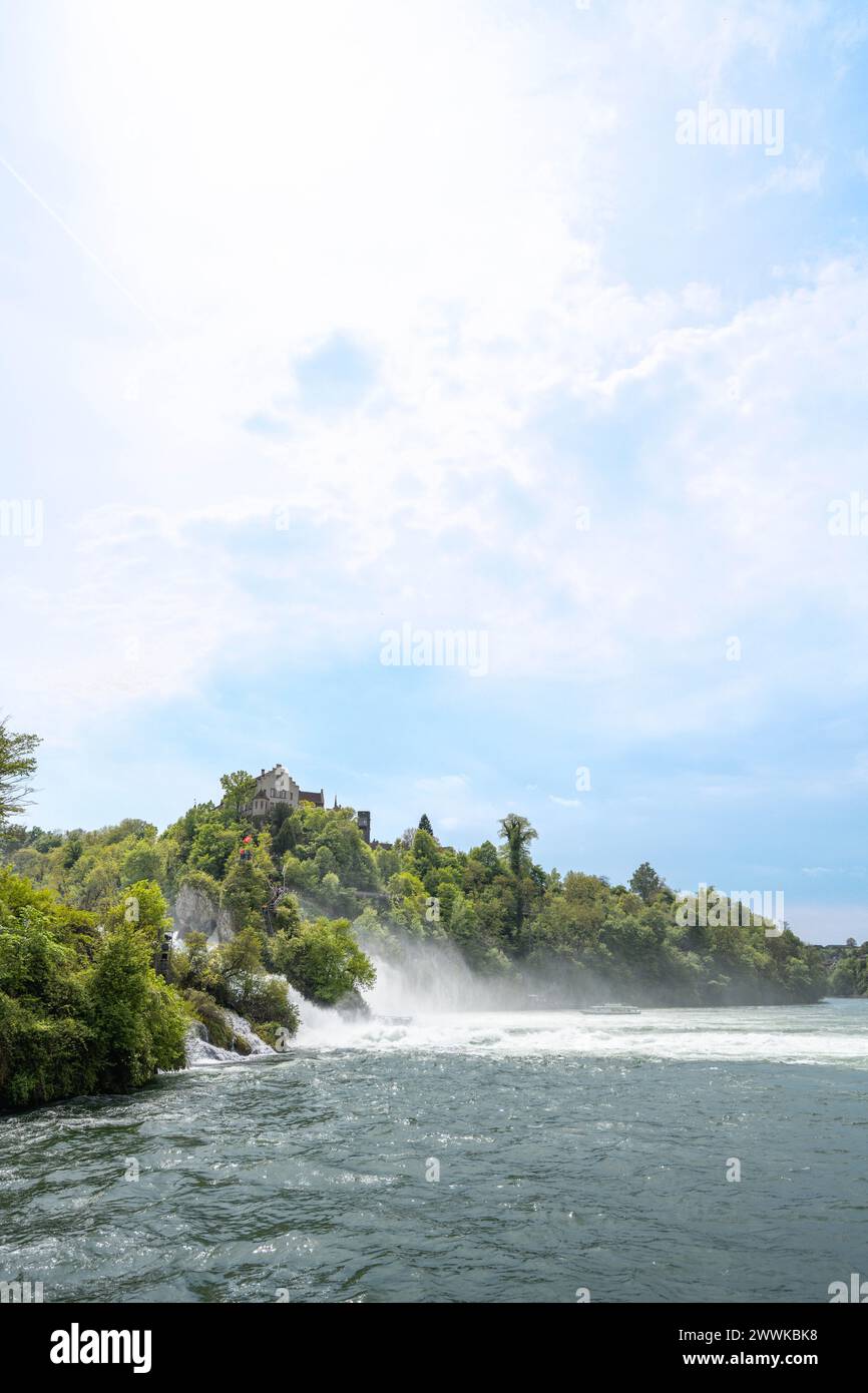 Description: Tourists enjoying the massive waterfalls below Laufen ...
