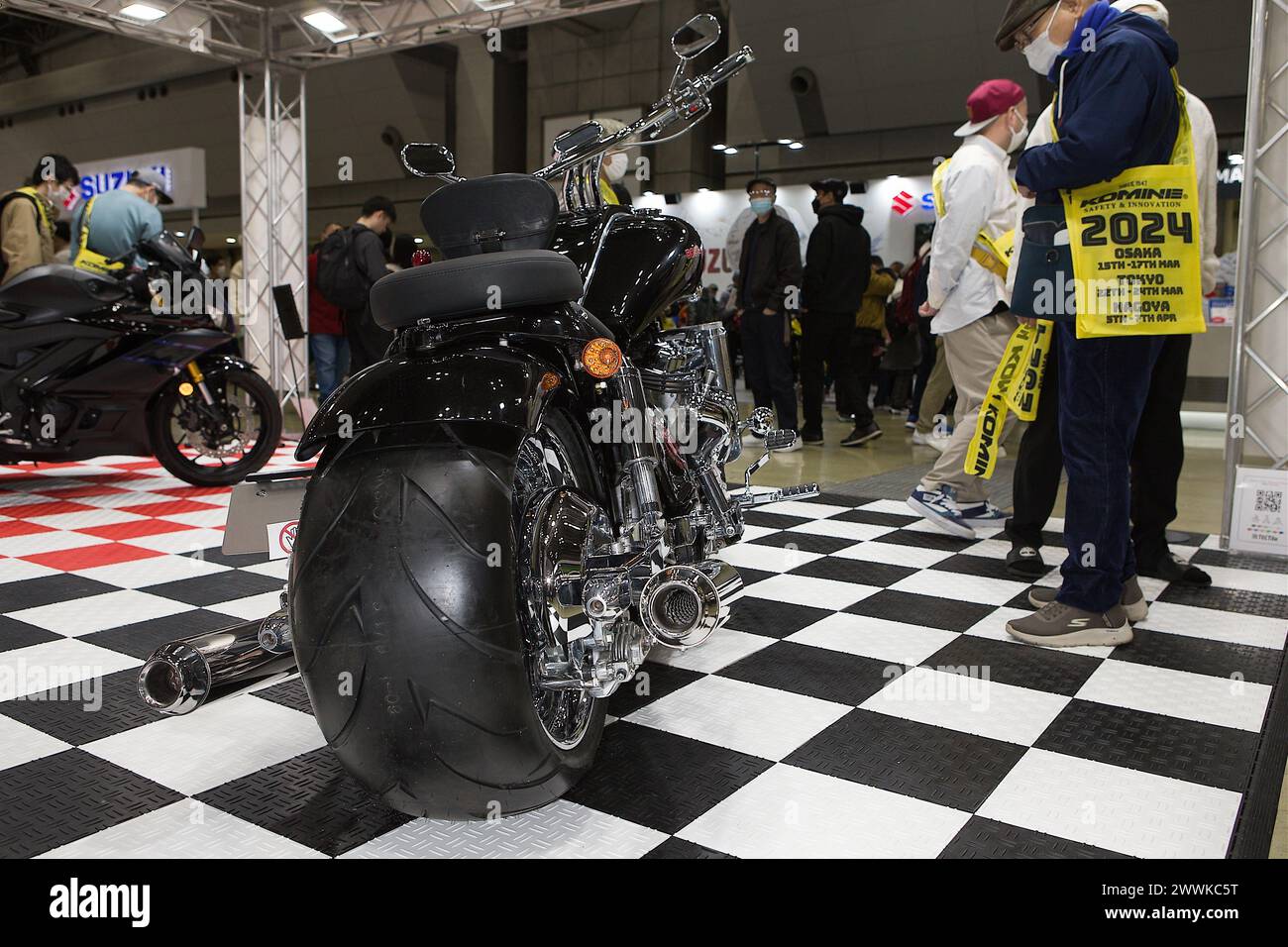 2024/03/22, Tokyo, a massive rear Tire on a Boss Hoss Motorcycle at the ...